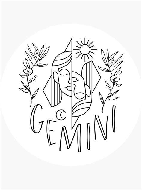 Gemini Zodiac Sign Sticker Aesthetic Delicate Feminine Cosmic Space