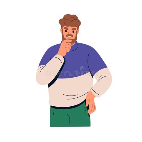 Pensive Doubting Man Puzzled Uncertain Expression Of Thinking Person In Difficulty Trouble