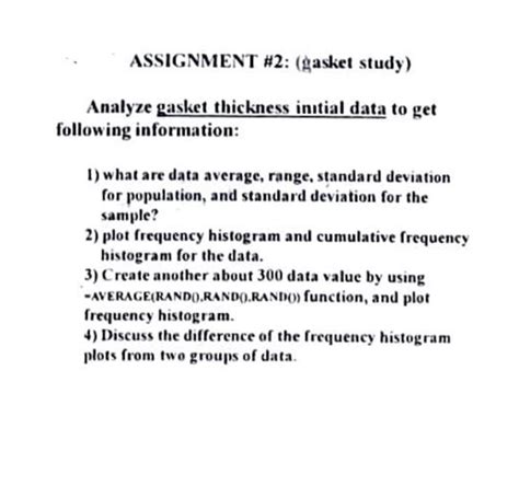 Solved Assignment 2 Gasket Study Analyze Gasket