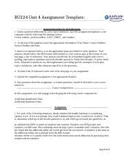 BU224 Unit 4 Assignment Docx BU224 Unit 4 Assignment Template