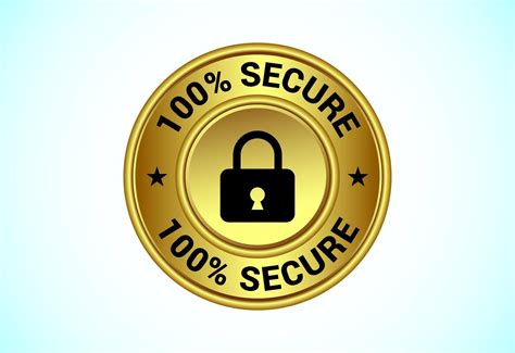 100 Secure Button Design Illustration In Gold Color Suitable For