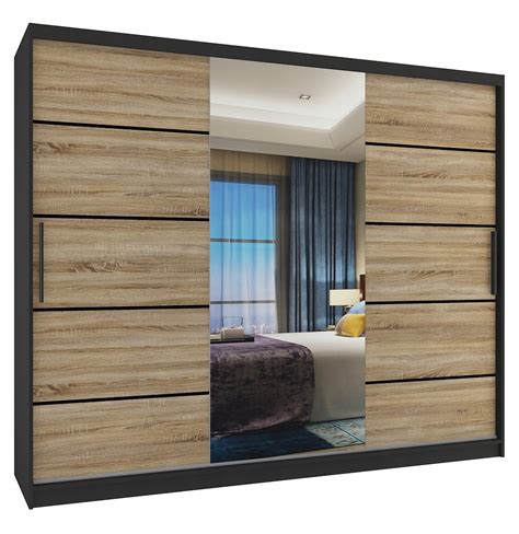 Szafa Przesuwna PREMIUM Z Lustrem SZUFLADY 235 Cm MBP SZP8 0 1B 2DS1L