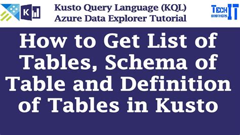 How To Get List Of Tables Schema Of Table And Definition Of Tables In Kusto Kusto Query