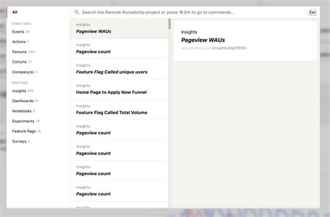 Command Palette Docs PostHog