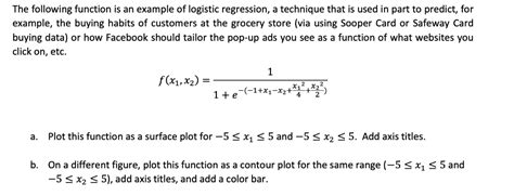 The Following Function Is An Example Of Logistic Chegg