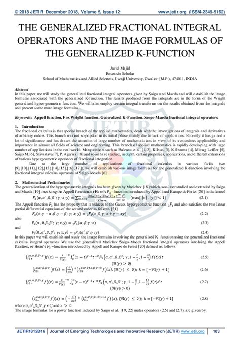 Pdf Generalized Fractional Integral Operators