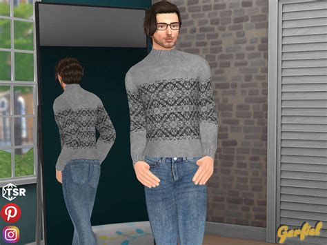 The Sims Resource Yoichi Sweater With Jacquard Pattern
