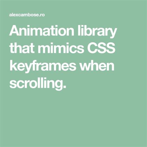 Animation Library That Mimics Css Keyframes When Scrolling Animation