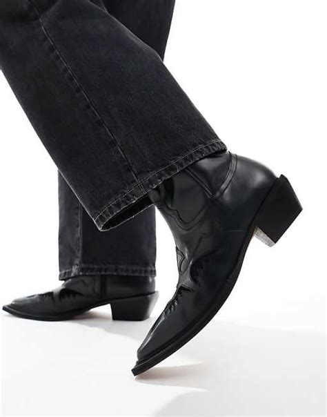 Asos Design Bottines Chelsea Façon Santiags à Talon Noir Asos