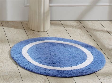 Better Trends Hotel Collection Bath Rug 30 Round Blue And White