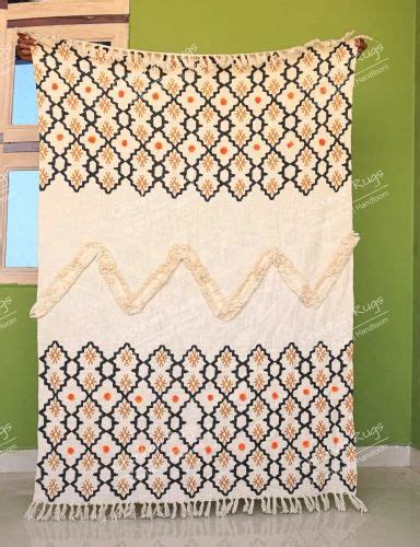 Bohemian Mud Cloth Throw Blanket With Tassels Hand Block Print Cotton