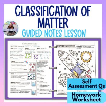 Classification Of Matter Guided Notes Lesson And Color By Number Worksheet