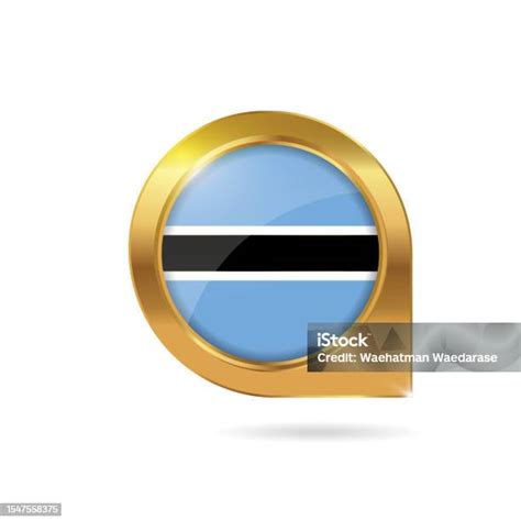 Botswana Flag Location Map Pin Pointer With Icon Country Gold Frame