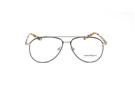Salvatore Ferragamo Mens Black Aviator Pilot Eyeglass Frames