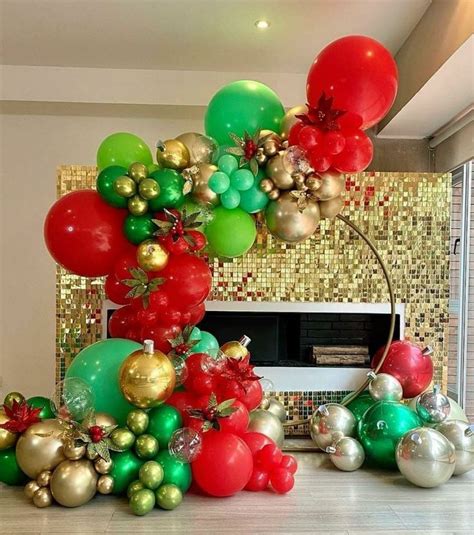 Decoración con globos para navidad Balloon garland Balloons Christmas balloons