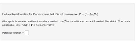 Find A Potential Function For F Or Determine That F Chegg
