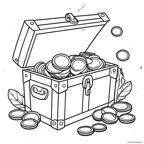 Página Para Colorear Cofre Del Tesoro De Monedas De Oro 45153 35691