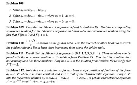 solved problem 108 1 solve an 5an 1 6an 2 2 solve an