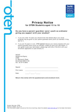 Fillable Online Oten Edu For OTEN Students Aged 15 To 18 Oten Edu Fax