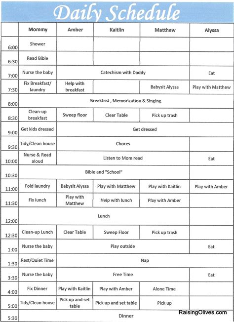 Printable 3 Year Old Daily Routine Chart