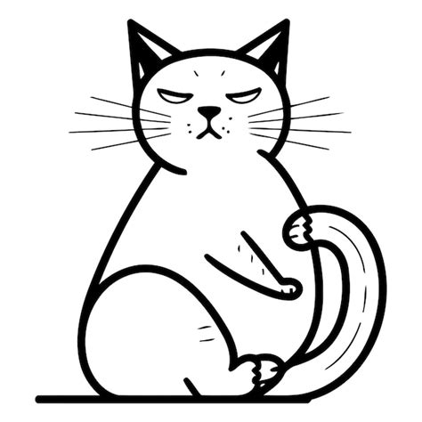 Premium Vector Cute Cartoon Cat Vector Illustration In Doodle Style
