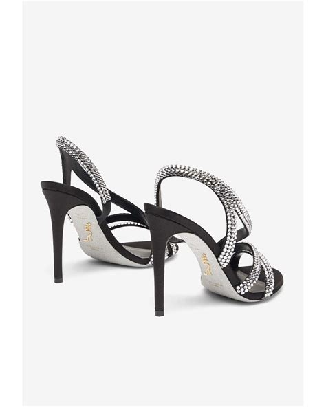 Rene Caovilla Lisa 105 Rhinestone Embellished Sandals In Metallic Lyst