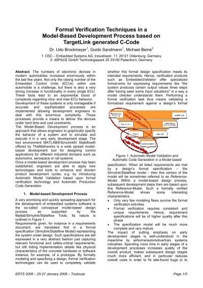Formal Verification Techniques In A Model Based Dspace