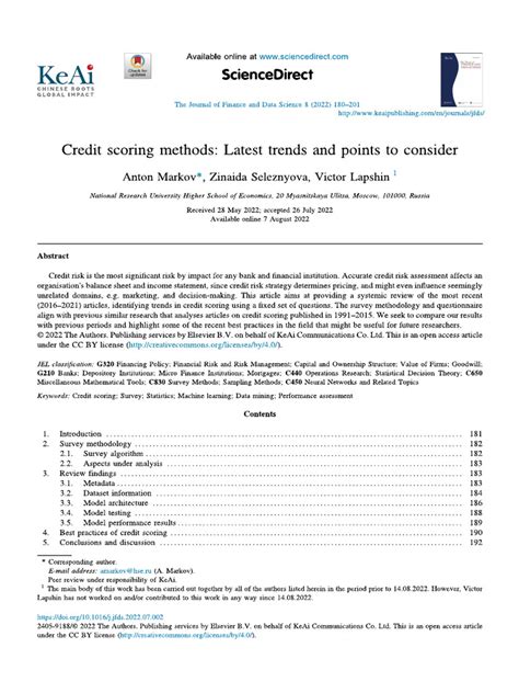 Credit Scoring Methods Latest Trends And Points To Consider Pdf