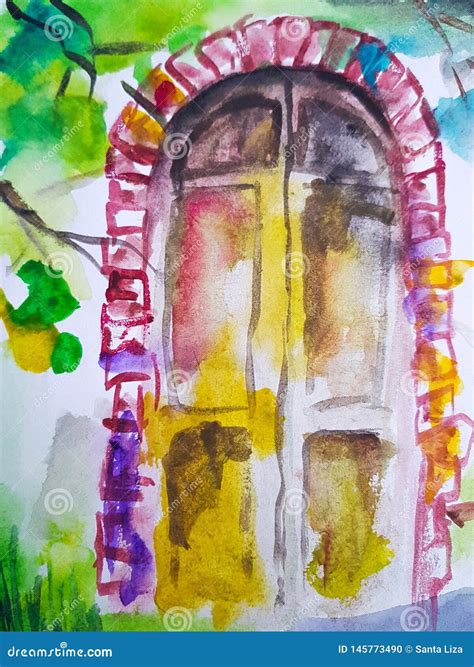 Fondo Colorido De La Puerta Ilustraci N De La Acuarela Arte Moderno