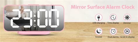 Amazon Com ALANAS Digital Alarm Clock With Dual Alarms Mirror LED Bedroom Alarm Clocks For