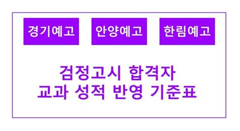 예고 진학 시 검정고시 성적 내신 반영 기준표경기예고 안양예고 한림예고 네이버 블로그