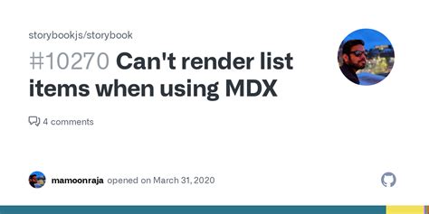 Cant Render List Items When Using Mdx · Issue 10270 · Storybookjs