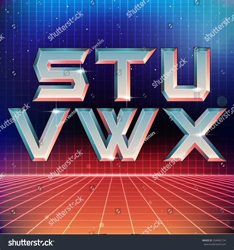 80s Retro Futuristic Font S X Stock Vector Royalty Free 264462134