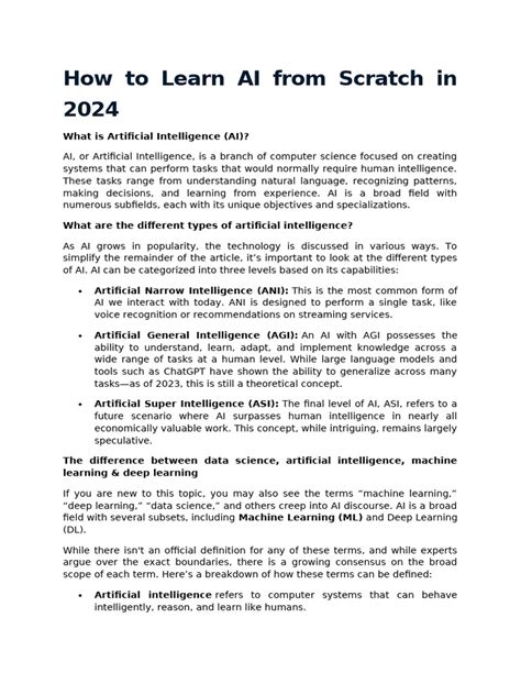 How To Learn Ai From Scratch In 2024 Pdf Artificial Intelligence Intelligence Ai And Semantics