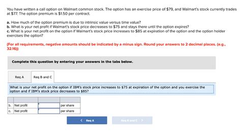 solved you have written a call option on walmart common