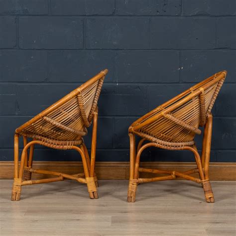 Pair Of French Vintage Wicker Chairs
