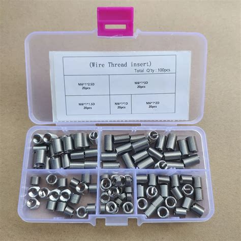 M6 100 스테인레스 스틸 와이어 스레드 삽입 나사 부싱 와이어 나사 슬리브 나사 수리 키트 304 피스 나사산 삽입 Aliexpress