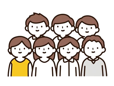 みんな笑顔のシンプルな集合イラスト｜イラスト・フリー素材なら「シンテリ」