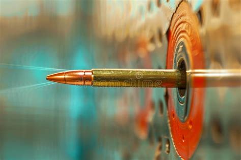 A Close Up Shot Capturing The Precise Moment A Bullet Hits A Target
