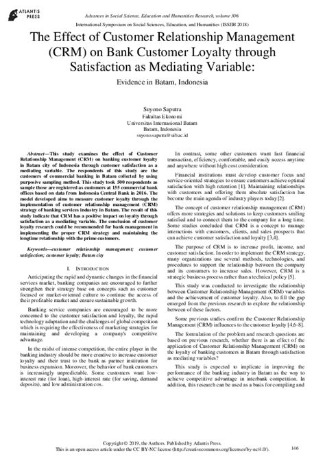 Pdf The Effect Of Customer Relationship Management Crm On Bank Customer Loyalty Through