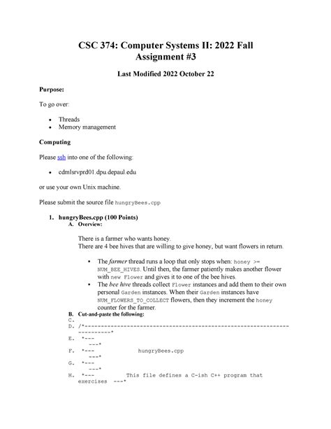 202223 1fal Csc374 Assign 3 Csc 374 Computer Systems Ii 2022 Fall Assignment Last Modified