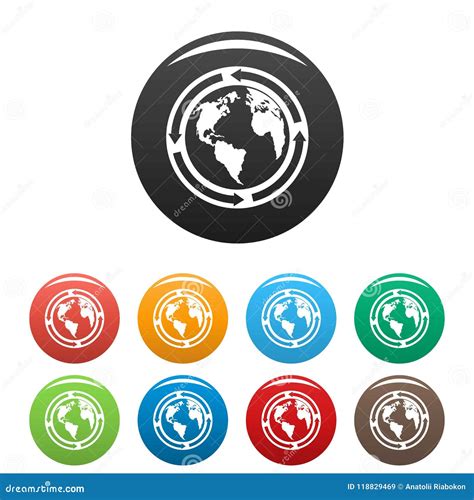 Vector Fijado Iconos Del Color De La Tierra Ilustración del Vector Ilustración de mundo