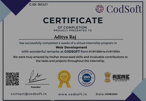 Aditya Raj On Linkedin Internship Webdevelopment Codsoft Careergrowth