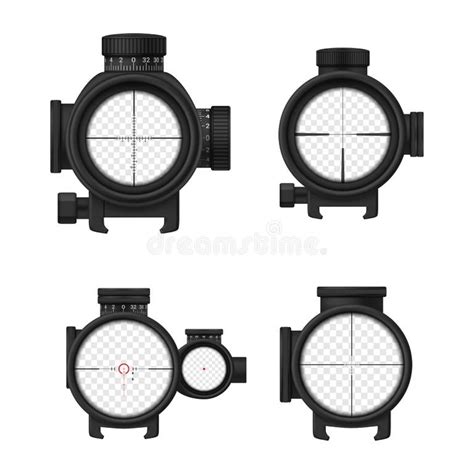 Sniper Scope Sight With Measurement Mark Set Realistic Vector
