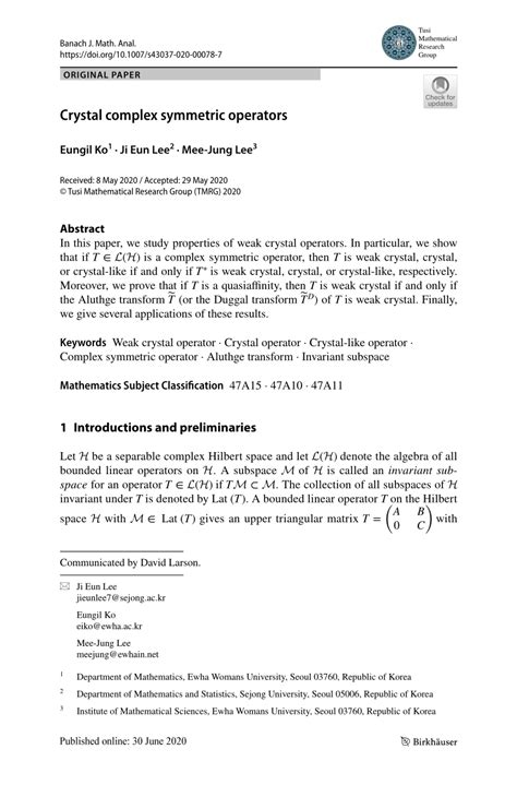 Pdf Crystal Complex Symmetric Operators