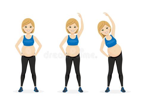 Young Pregnancy Woman Meditation In Yoga Poses Stock Vector