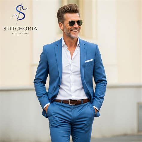 Mens Sky Blue Suit Custom Tailored Wedding And Formal Wear Etsy