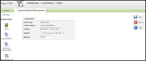Default Quote Expirationdelivery Date Setting In Sage Crm Sage Crm Tips Tricks And Components