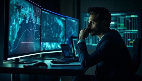 Premium Ai Image Young Businessman Working Late Analyzing Financial