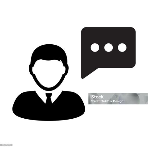 클라이언트 아이콘 벡터 남성 프로필 아바타 와 연설 거품 기호 토론 및 플랫 컬러 문말 Pictogram에서 정보 Brand Name Online Messaging